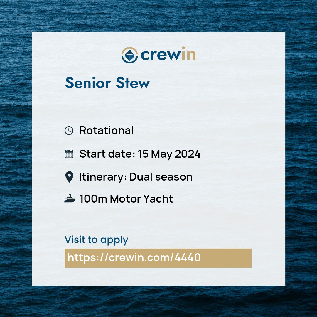 Senior Stew yacht job