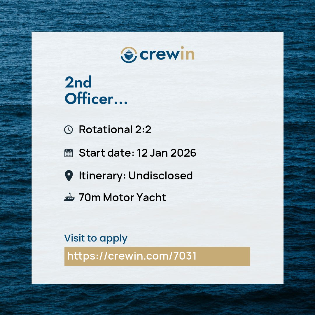 Rotational 2nd Officer and Videographer position on 70M motor yacht ...